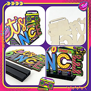 80s Party Decorations 4Pcs 80s Table Centerpieces 1980s Hip Hop Party Table Favors Retro 80's Table Toppers Centerpieces for 80s Theme Party Supplies