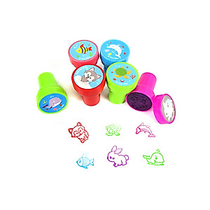 TINYMILLS 60 Pcs Animals Assorted Stampers for Kids with 60 Different Designs Party Favor Goodie Bag Prizes Classroom Rewards Pinata Filler Arts and Crafts for Kids