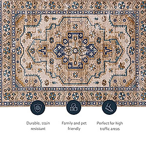 Linon The Anywhere Washable Rug Jones Ivory/Gold 3' X 5' Accent Rug