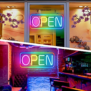 Led Open Sign, 21×10 inch Neon Open Sign with Remote, Color Changing & Scrolling Modes, Adjustable Brightness and Speed RGB Open Signs for Business Bar Restaurant Hotel Storefront Window