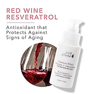 100% PURE Luminous Face Primer Illuminating Makeup Base & Moisturizer with Anti-Aging Antioxidants - Glowy Long-Lasting & Pore Diminishing Cosmetics Prep, Flawless Soothing Hydration - 1 oz