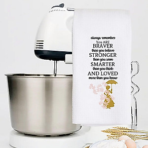 LEVLO Mary Movie Kitchen Towel Poppins Fans Gift You are Braver Stronger Smarter Than You Think Dish Towel Waffle Weave Mary Motivational Kitchen Decor (Mary Towel)