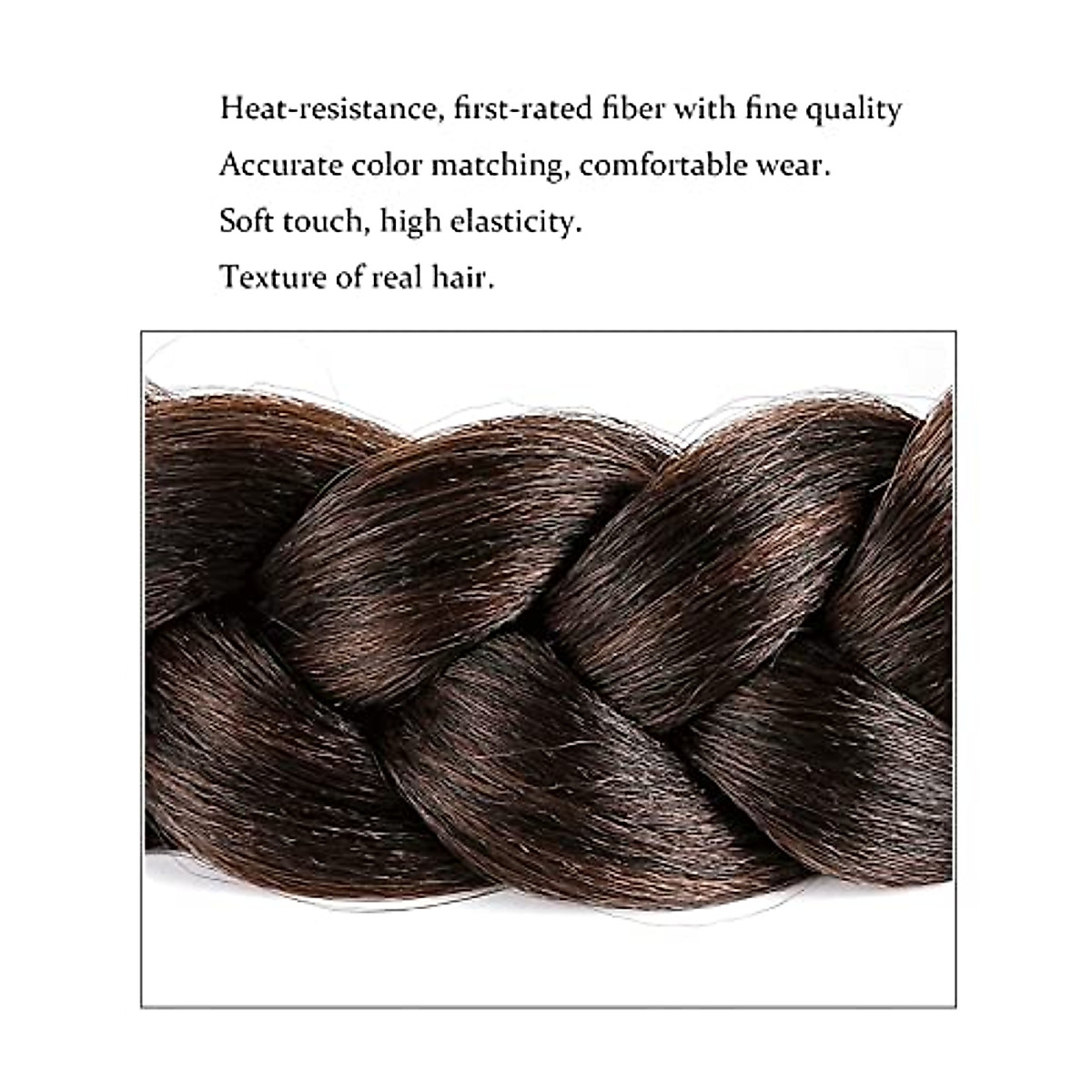 STHEJFB Bohemian Braided Headband Oversized Classic Wide Braids Adjustable Elastic Strap Synthetic Wig Headband Women's Braids Beauty Accessories (Reddish Brown)