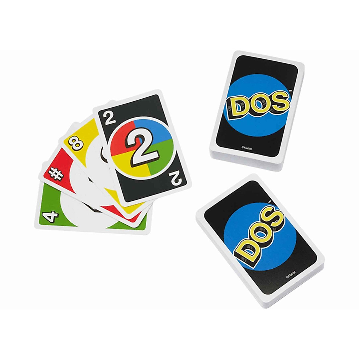 Mattel Games DOS Family Card Game, From the Makers of UNO, with 108 Cards, Makes a Great Game for 7 Year Olds and Up