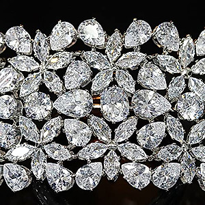 Aoligrace Cubic Zirconia Wedding Bride Headband CZ Tiaras and Crowns for Women Sweet 16 Large Headpiece Hair Accessories (Silver)