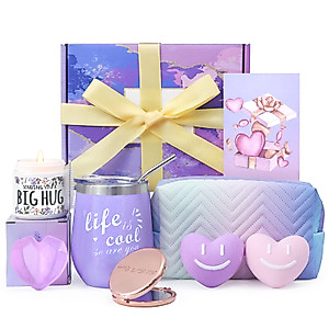 Panspace Happy Birthday Gifts for Women, Unique Gifts for Her Best Friend Mom Sister Wife, Spa Gift Basket Boxes for Women with Wine Tumbler, Pampering Gifts Birthday Gift Ideas for Women