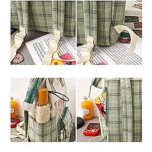 5pcs Kawaii Backpack Set For Teens Cute Backpack with Pins and Pendant Aesthetic Girls Trendy Tote Bag (Grey)