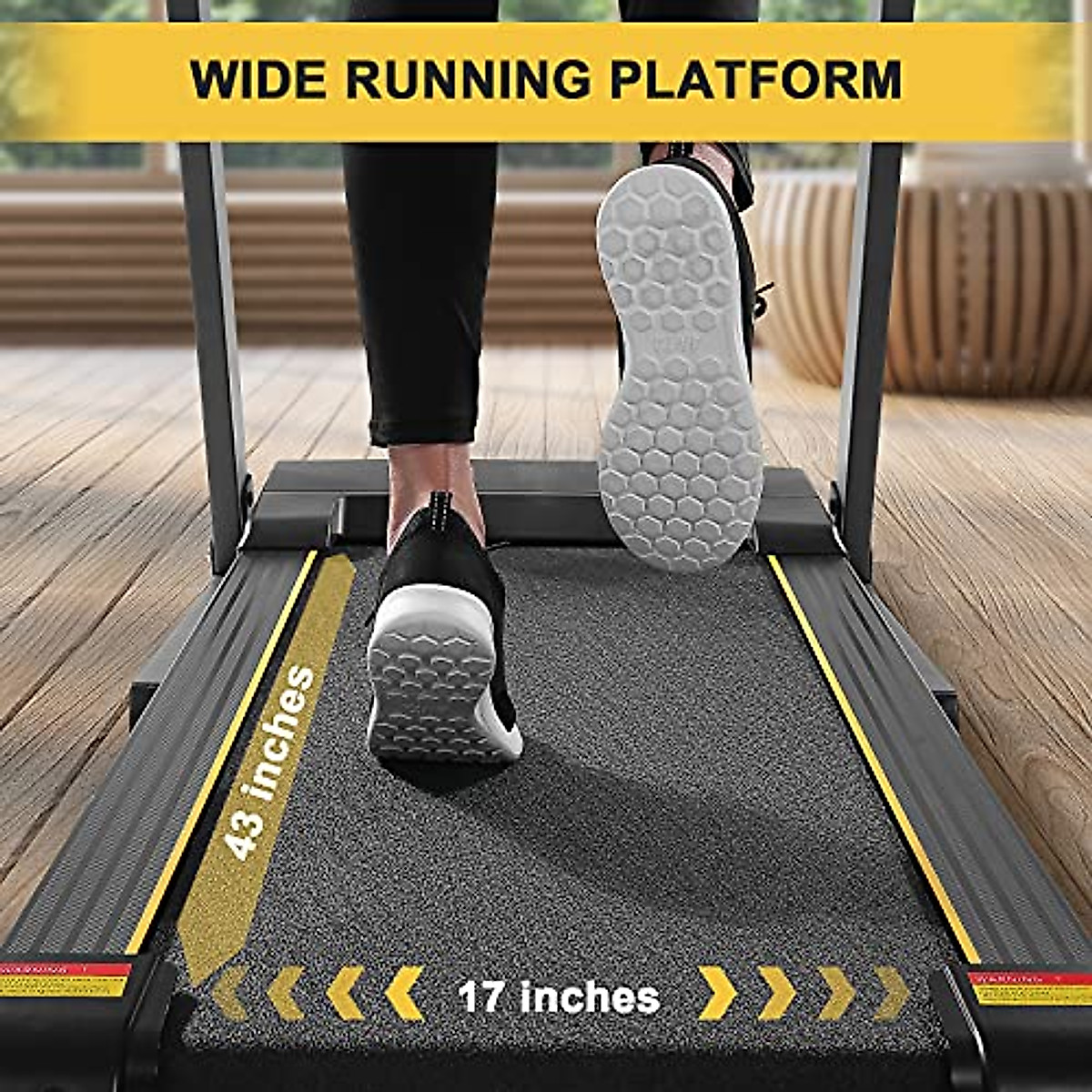 Folding Treadmill Electric Treadmill Motorized Running Machine Tread Belt with 15 Preset Programs & Incline LCD Display & Cup Holder Home Gym 52.87 in(L)x26.77 in(W)x45.7 in(H)