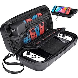 ESTARER Carrying Case for Nintendo Switch OLED Hard Travel Case, Storage Protective Cover Carry bag Pouch w/16 Game Card Cartridges,Black