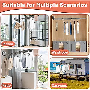 Wall Mounted Clothes Drying Rack, Retractable Laundry Drying Rack with a Suction Cup, Space Saving Collapsible (Tri-Fold) Laundry Hanger Dryer Rack, for Laundry, Balcony, Mudroom, Bedroom, Gray