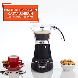 Imusa 3-6 Cup Electric Espresso Maker with Detachable Base, Black