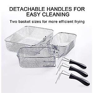 Secura 1700-Watt Stainless-Steel Triple Basket Electric Deep Fryer with Timer Free Extra Odor Filter, 4L/17-Cup