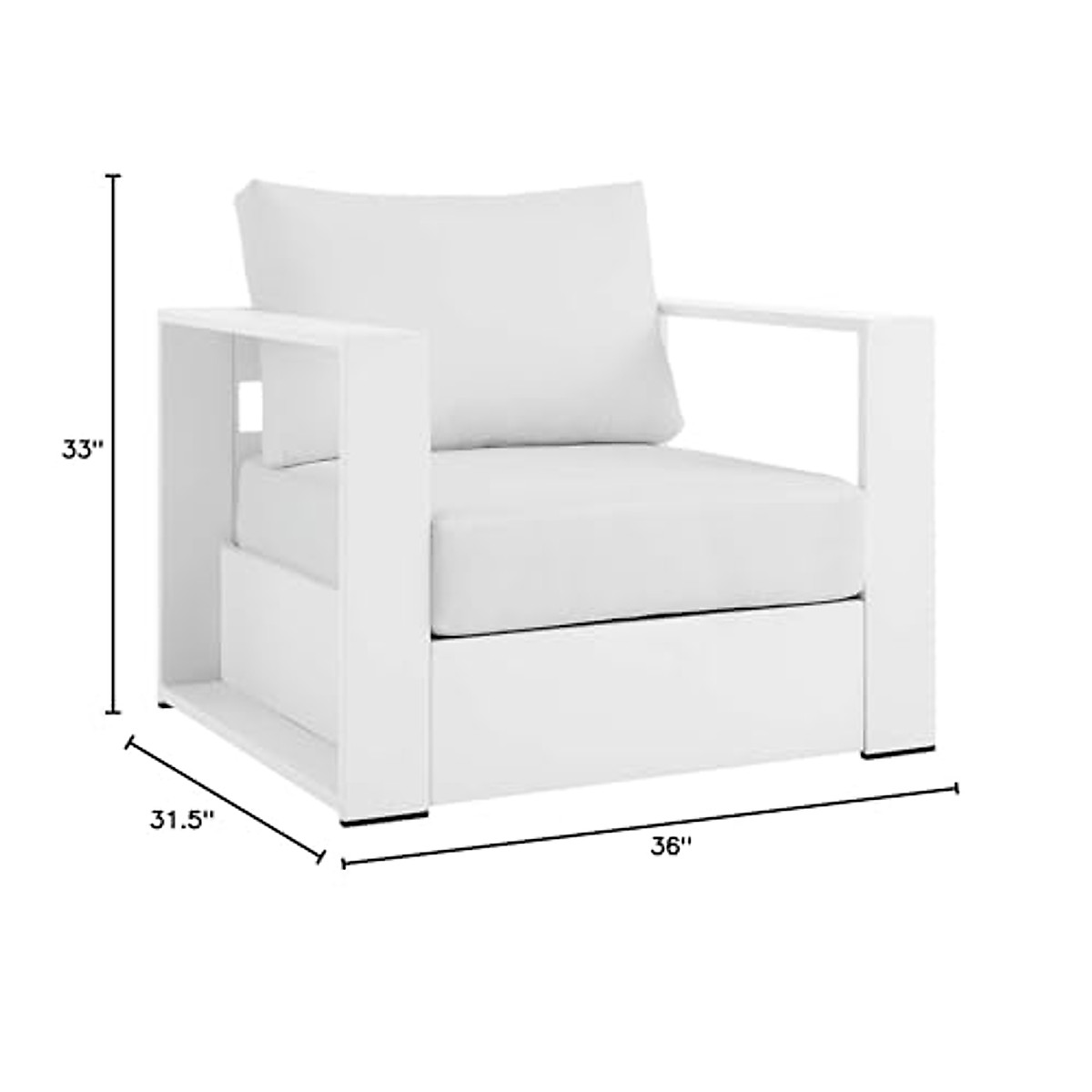 Modway Tahoe Modern Fabric/Aluminum Outdoor Armchair in White