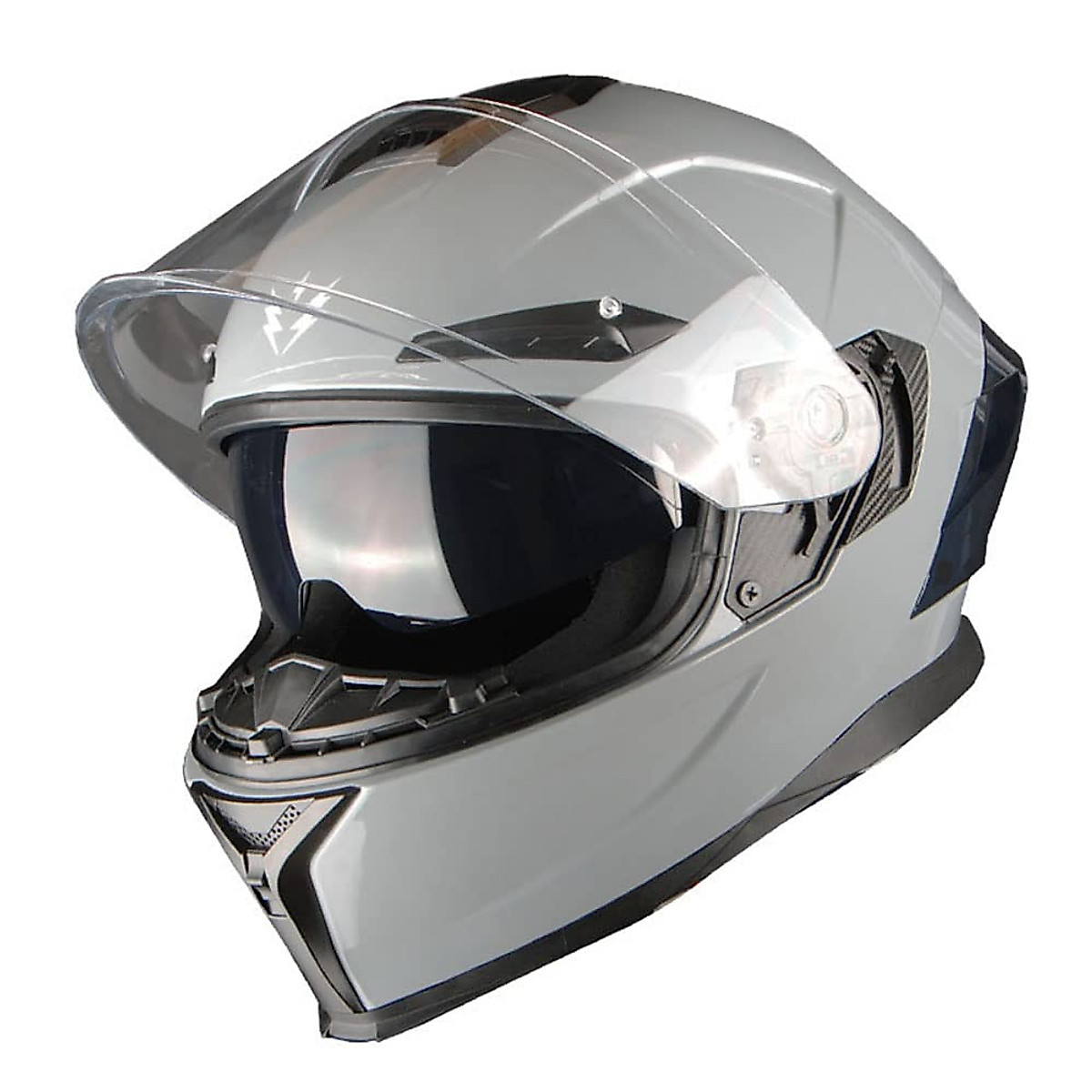 1Storm Motorcycle Full Face Helmet DOT Adults Street Bike Dual Visor Sun Inner Shield Anti Fog Pinlock Shield : Cement Grey
