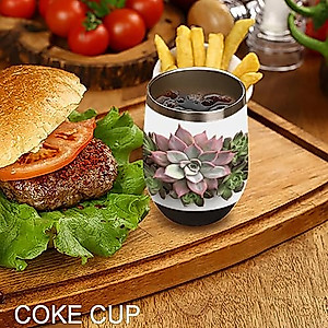 WYUSPGK 304 Stainless Steel Insulated Cup, Succulent Botanical Print Smooth Rim, Durable & Reusable - Perfect for Office, Home, And Travel