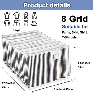 TY 6 Pcs Wardrobe Clothes Organizer , for Folded Closet Organizers and Storage Clothing Bedroom Jeans, white grey