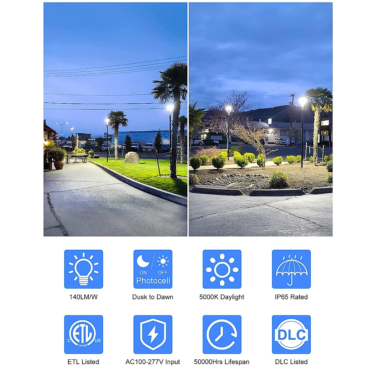 60W LED Post Top Light with Photocell ETL&DLC Listed 8400Lm Adjustable CCT 3000K/4000K/5000K LED Pole Top Light IP65 Waterproof for Outdoor Commercial Pole Light Fixture AC100-277V