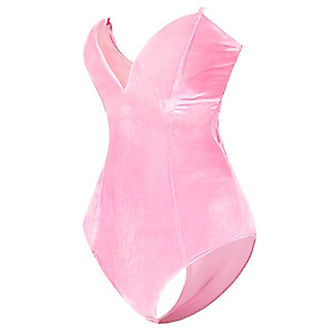 AiMiNa Anime Womens Bunny Costume Girl Suit Costume One Piece Bodysuit Halloween Cosplay Catsuit Bunny Headband Stockings Set(Pink S)