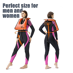 Rrtizan Snorkel Vest, Adults Portable Inflatable Swim Vest Jackets for Snorkeling Swimming Diving Safety(Orange)