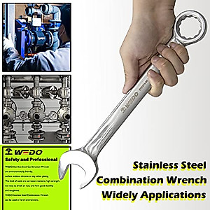 WEDO Stainless Steel Wrench Combination Open End 12 Points Box, Anti-Corrosion, High Strength,Polished Surface, DIN Standard Size 1/2~9/16inch (SS8101A,SS420)