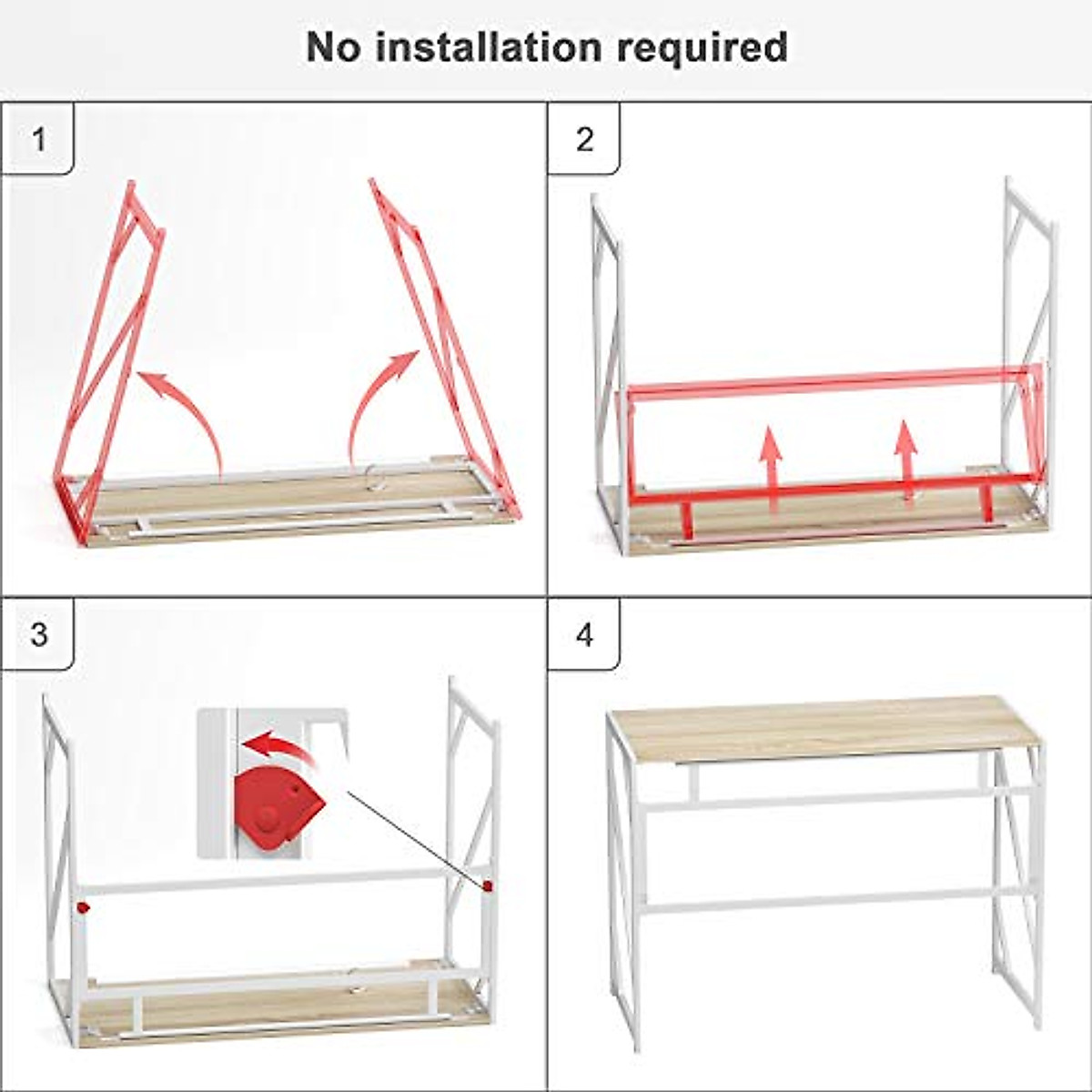 Elephance Folding Desk Writing Computer Desk for Home Office, No-Assembly Study Office Desk Foldable Table for Small Spaces