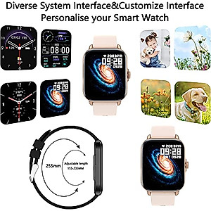 Ryscom Smart Watch for Woman Digital Social Networks Notifications Sports Luxury Casual Sports Call Bluetooth Calls Bluetooth goldesn Pink Notifications