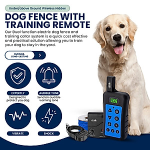 My Pet Command Underground Wireless Dog shock collar Fence System, Dual Function With Remote Dog Training Collar System Safe Pet Containment Waterproof Extra Thick Durable Polyolefin 13 AWG Wire Fence