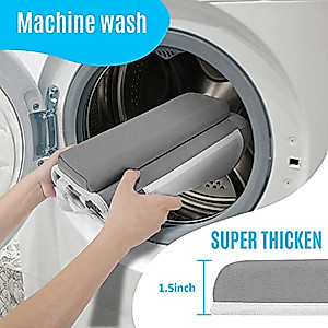 Tiikiy Baby Bath Kneeler and Elbow Rest Pad for Baby Bathing Parents, Painless Foam Mat with Toy Organizer Pockets Support Large Bathtub, Quick Drying, Non-Slip for Baby and Toddler Bathing (Grey)