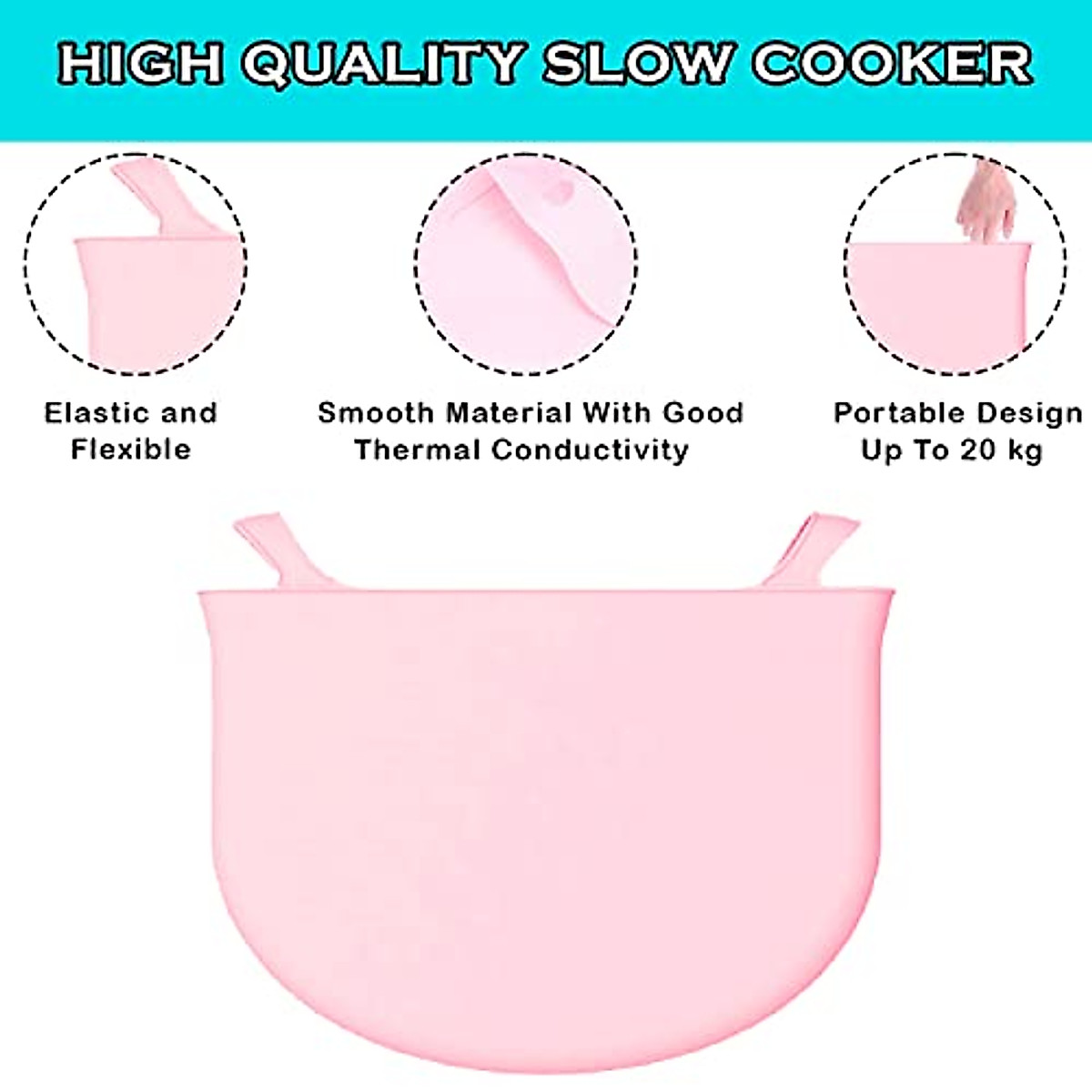 3 Pack Silicone Crock Pot Liner – Dishwasher Safe and Leak proof Silicone Crock Pot Liner Reusable – Perfect Thickened Silicone Slow Cooker Liner for 6 to 8 Quarters