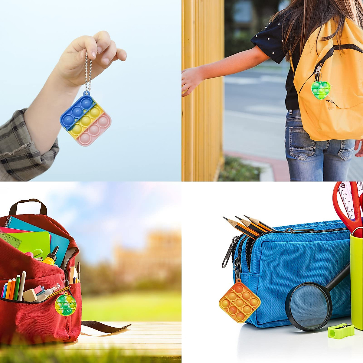 24 PCS Pop Fidget Toys Bulk Its Party Favors for Kids Toys 3 Shape Mini Pop Keychain It Birthday Goodie Bag Stuffers Fidgets for Kids Classroom Prizes End of Year Student Gifts Sensory Fidget Toy Pack