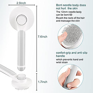 AUBERRY Self Cleaning Slicker Brush,Long & Short Hair Pets Gently Removes Loose Undercoat, Mats and Tangled Hair Dog & Cat Grooming Brush, Skin Friendly(GREY)