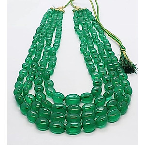 Z.A Gems Natural Green Jade Oval Shape Beads 4 Strands - 8X10 mm Round Beads - Natural Gemstone Beads for Jewelry Making Strand 24 Inch.