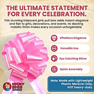 Nicky Bigs Novelties 14" Iridescent Metallic Giant Large Instant Pull Bow Birthday Wedding Decoration (Pink)