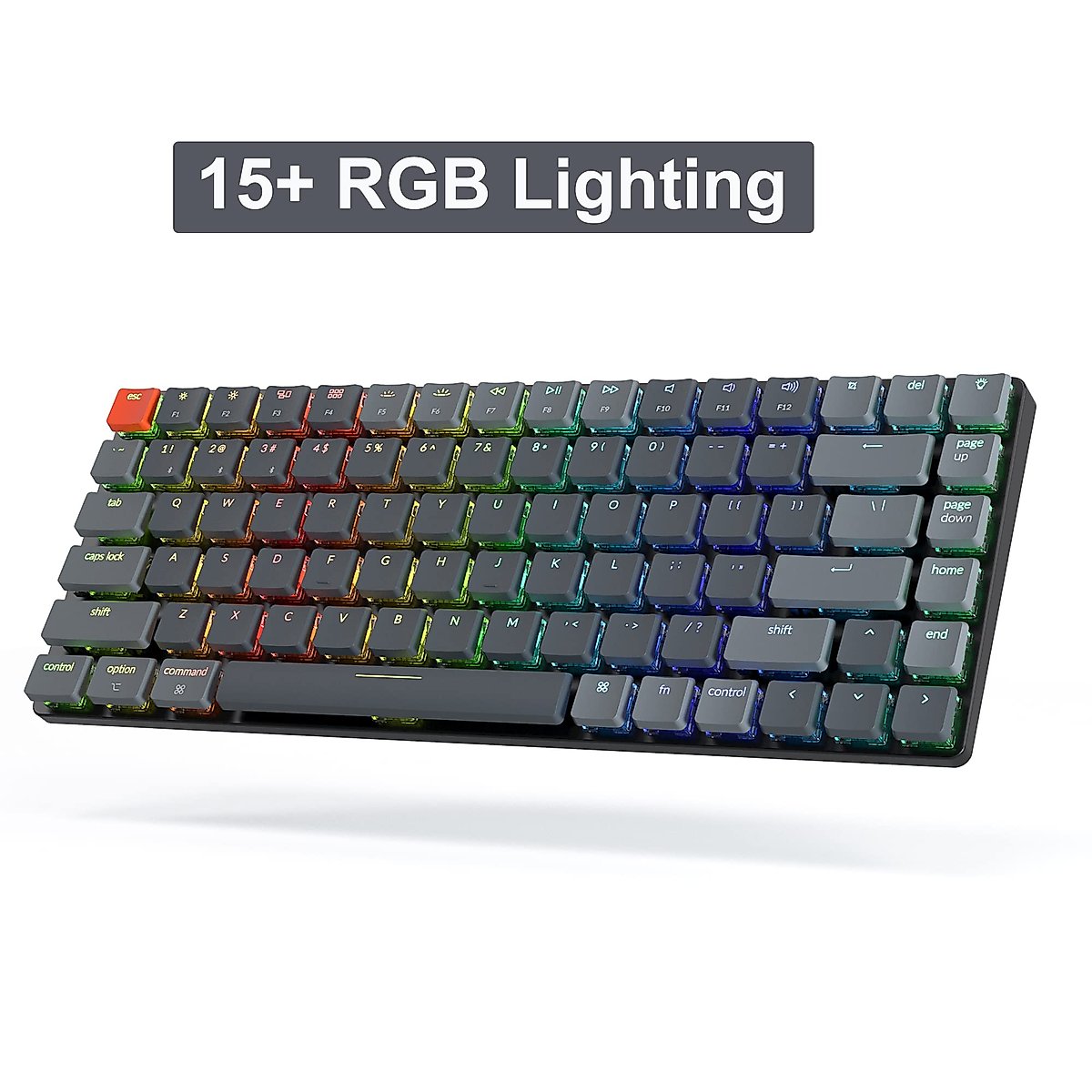 Keychron K3 Ultra-Slim 75% Layout Wireless Wired Mechanical Keyboard, Compact 84 Keys RGB LED Backlit for Mac Windows, Low Profile Gateron G Pro Blue Switch, Version 2