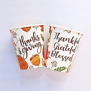 Disposable Thanksgiving Plate And Napkin Set - Pack of 72 - Fall Dinner Party Decorations - Thankful, Grateful Party Supplies - Cups, Cutlery Holder, Napkins Parties Pack - Pumpkins Turkey, Leaves