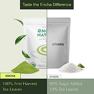 Encha Latte Grade Matcha Powder - First Harvest Organic Unsweetened Matcha Green Tea Powder, From Uji, Japan (30G/1.06 Ounce) Premium Powder for matcha latte, matcha smoothie | Caffeine, L-Theanine