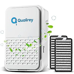 Qualirey Plug in Air Ionizer Purifier for Home with 2 Pcs Carbon Air Filter, 2 in 1 Portable Negative Ion Generator, Electric Air Freshener for Small Room and Kitchen, Helps with Dust, Germs, Odors