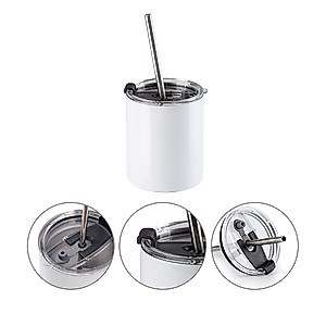 PYD Life Sublimation Blank Tumbler White 10 OZ Stainless Steel Tumbler with Straw and Lid Sublimation Coffee Cups Mugs for Cricut Mug Press Sublimation Print 4 Pack