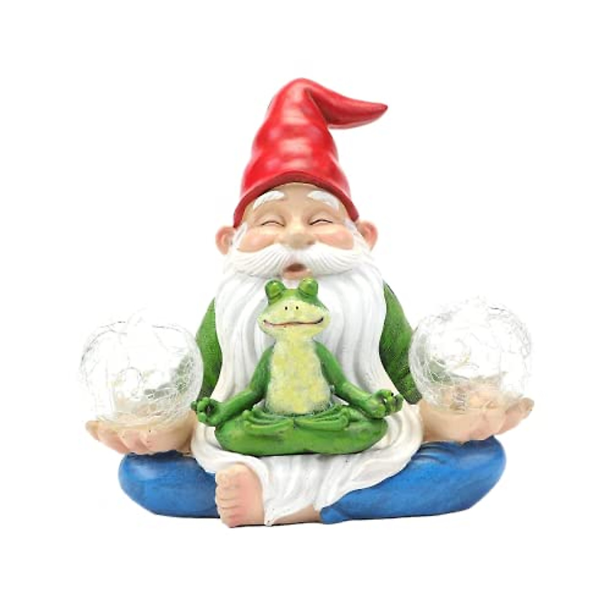 REYISO Solar Garden Sculptures & Statues,Outdoor Summer Gnomes Statues with Yoga Frog,Zen Solar Gnomes Decorations for Yard Lawn Patio Pathway, Funny Garden Decor Gnomes Statue Gifts