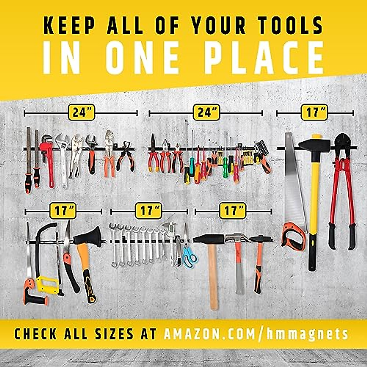17" Heavy-Duty Magnetic Tool Holder (Upgraded Version) - Extremely Powerful Magnetic Pull Force to Hold Heavy Tools - Professional Space-Saving Magnetic Tool Bar - Metal Tool Organizer Rack/Strip