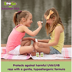 Baby Sunscreen Stick by Boogie Block, Mineral Sunscreen SPF 50, Travel Size Sunblock for Kids, Zinc Oxide, Water Resistant, Vegan, Fragrance Free Pack of 2