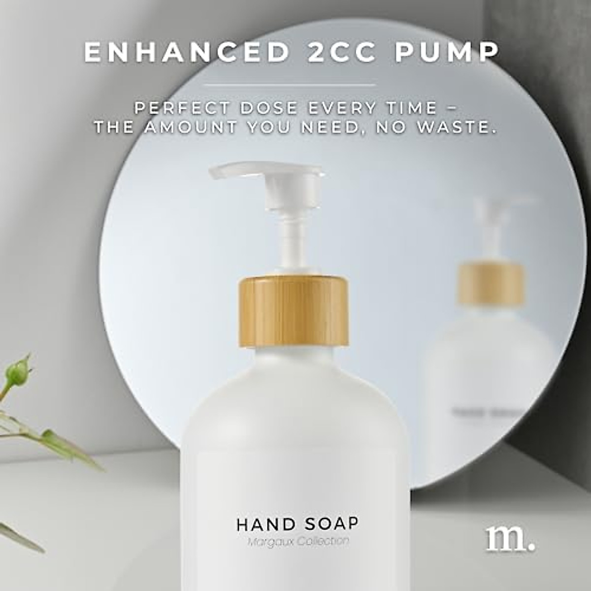 MaisoNovo Soap Dispenser 1-Piece Set | 16.9oz White Bottles with White Bamboo Pump