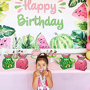 Cartoon Melon Birthday Party Supplies Goodie Bags 16 Pcs, Candy Gift Boxes for Kids Boys Girls J Watermelon One In a Melon Party Decorations Favors