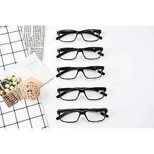 Eyekepper 5 Pack Reading Glasses for Men Spring Hinges Classic Readers Black Frame +1.50