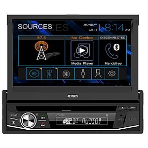 Jensen CDR7011 7 inch LED CD/DVD Touch Screen Single Din Car Stereo | Push to Talk Assistant | Backup Camera Input | Bluetooth | USB Fast Charging | 200 Watts (50x4)