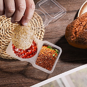 lasuroa 15pcs Double Condiment Containers with Lids, Double Compartment Condiment Containers Portable Sauce Containers Double Compartment Snack Containers for To-Go Sauce Travel Snack