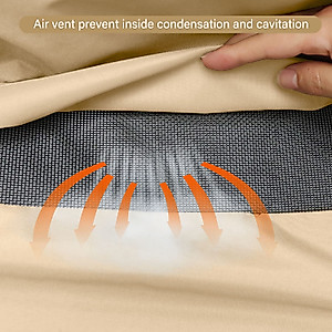 CAMPROS CP Round Patio Furniture Covers 72"Dia,Outdoor Table Covers for Round Table Chair Set/Fire Pit/Hot Tubs,Heavy Duty-Weatherproof/UV-Resistant Patio Cover-72”DIA*26”H-Beige