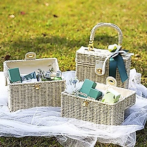 Handwoven Rattan vintage purse Bag Natural Chic Casual Handbag Beach Sea tote Basket Straw vacation Bag (Brown)