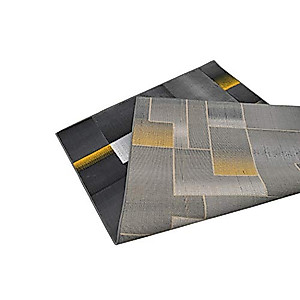 Handcraft Rugs Abstract Geometric Modern Squares Pattern Yellow/Orange/Silver/Gray/Black Area Rug (5X7, Yellow)