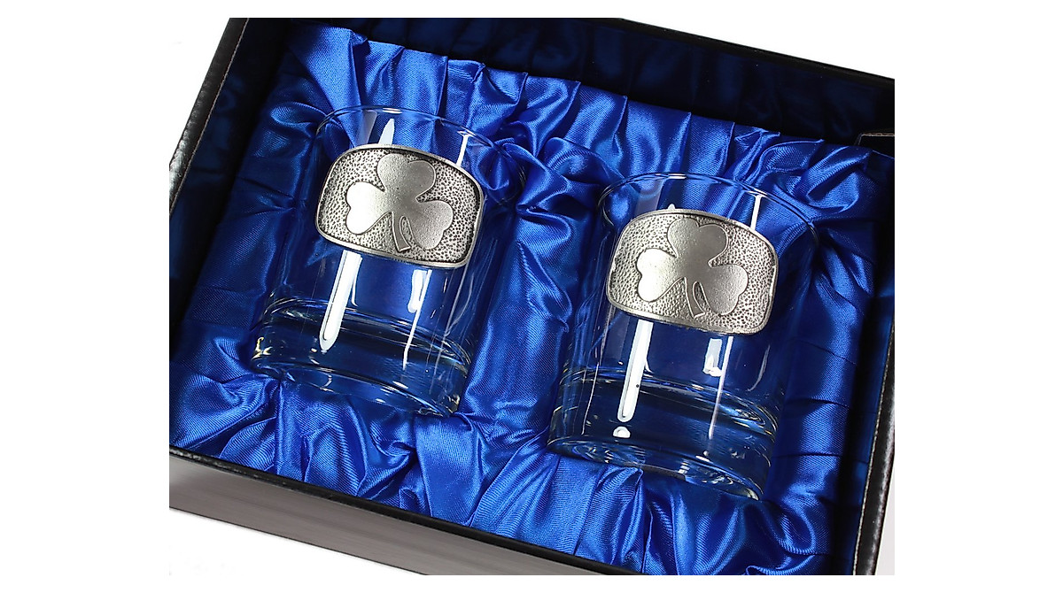 Shamrock Irish Whiskey Glasses Set of Two - Buy Now